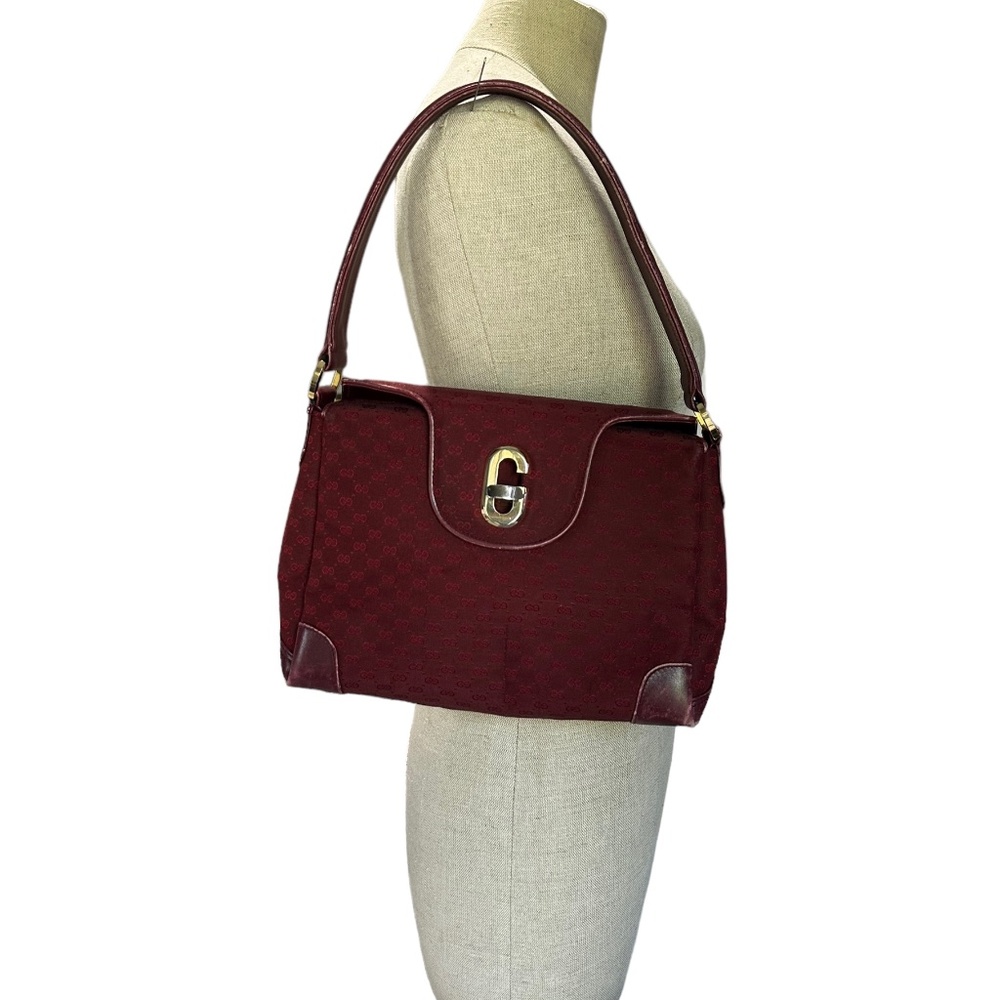 Authentic Iconic Vintage Gucci Burgundy Canvas And Le… - Gem